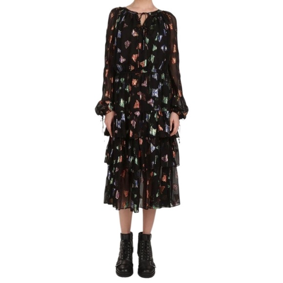 The Kooples | Dresses | Butterfly Sheer Kooples Tiered Dress | Poshmark